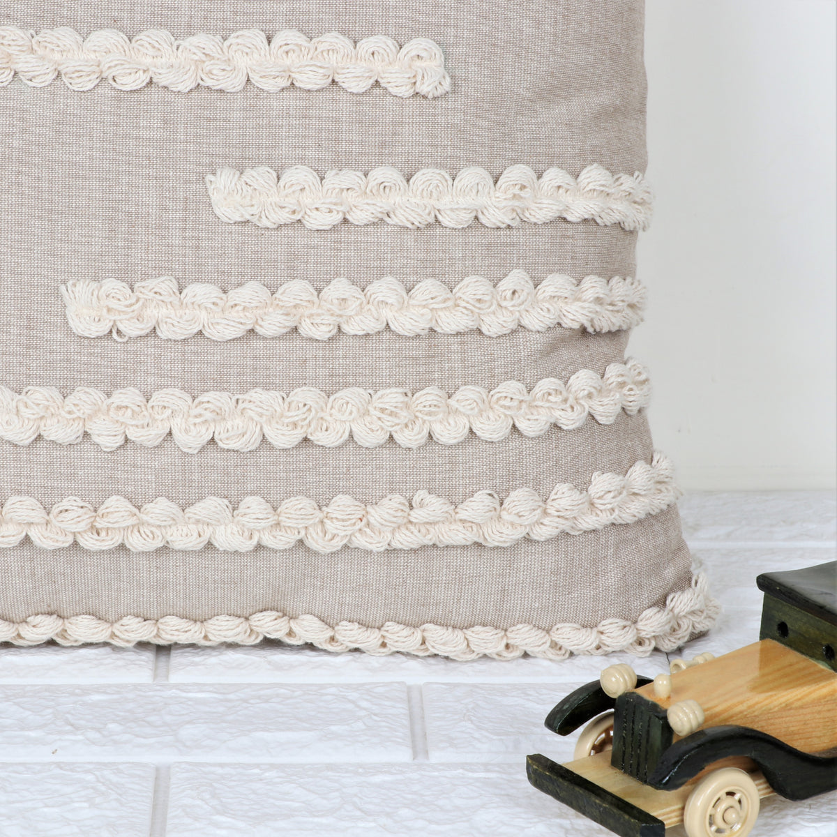 Hand Tufted Texture Boho Beige and Pink Cushion Cover– Indian Home Craft